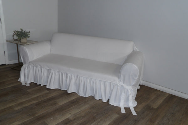 Cotton Duck Ruffled One Piece Slipcover – The Slipcover Company